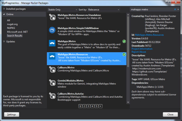Configurar Mahapps Metro para WPF